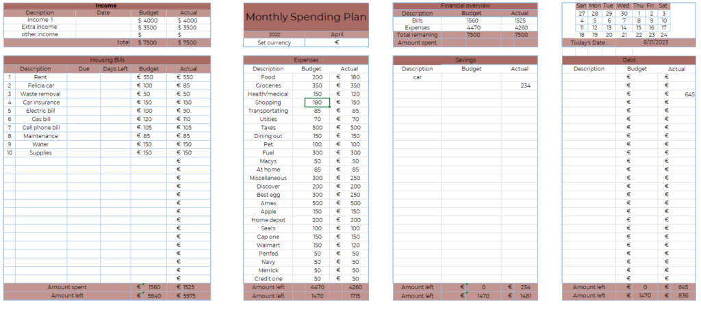 𝙼𝚘𝚗𝚝𝚑𝚕𝚢 𝚂𝚙𝚎𝚗𝚍𝚒𝚗𝚐 𝙿𝚕𝚊𝚗 𝚂𝚙𝚛𝚎𝚊𝚍𝚜𝚑𝚎𝚎𝚝 – Excels App