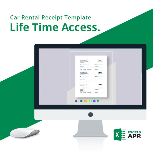 Car Rental Receipt Template Formula 2 - Excels App
