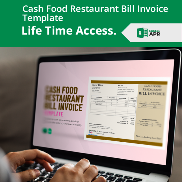Cash Food Restaurant Bill Invoice Template - Excels App