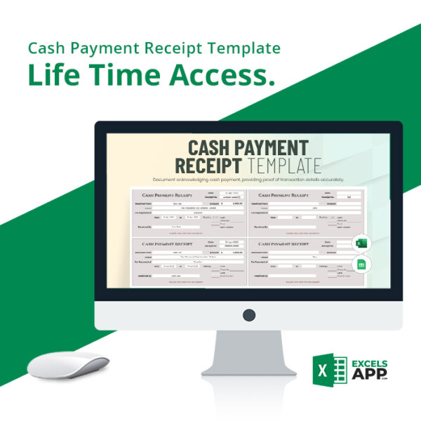 Cash Payment Receipt Template - Excels App