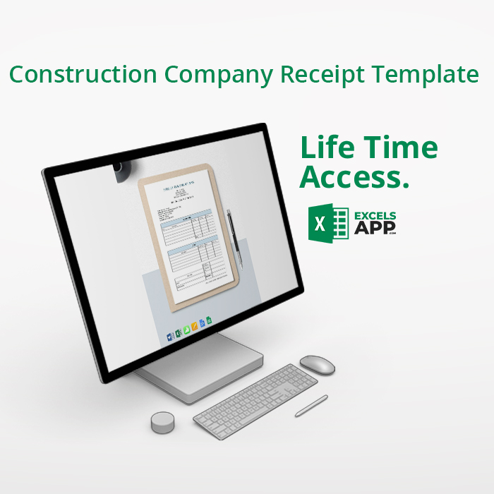 Construction Company Receipt Template - Excels App