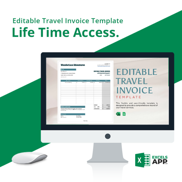 Editable Travel Invoice Template - Excels App Editable Travel Invoice Template - Excels App