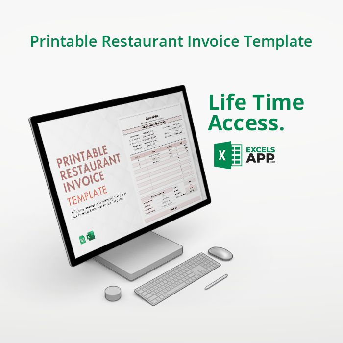 Printable Restaurant Invoice Template - Excels App