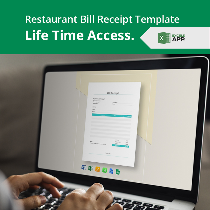 Restaurant Bill Receipt Template - Excels App