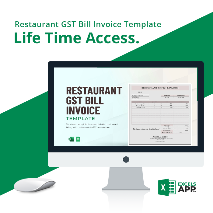 Restaurant GST Bill Invoice Template - Excels App Restaurant GST Bill Invoice Template - Excels App