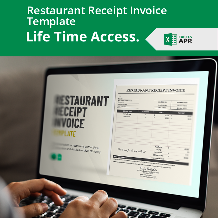 Restaurant Receipt Invoice Template - Excels App