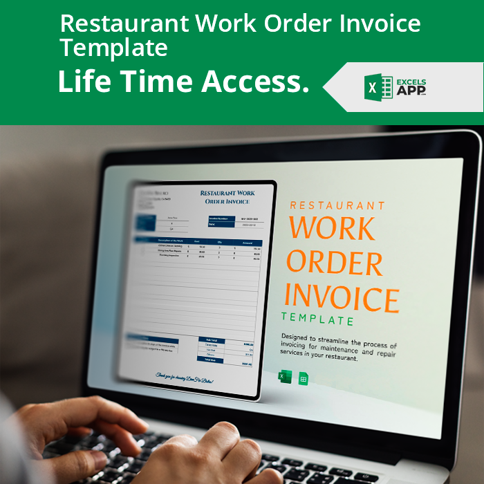 Restaurant Work Order Invoice Template - Excels App