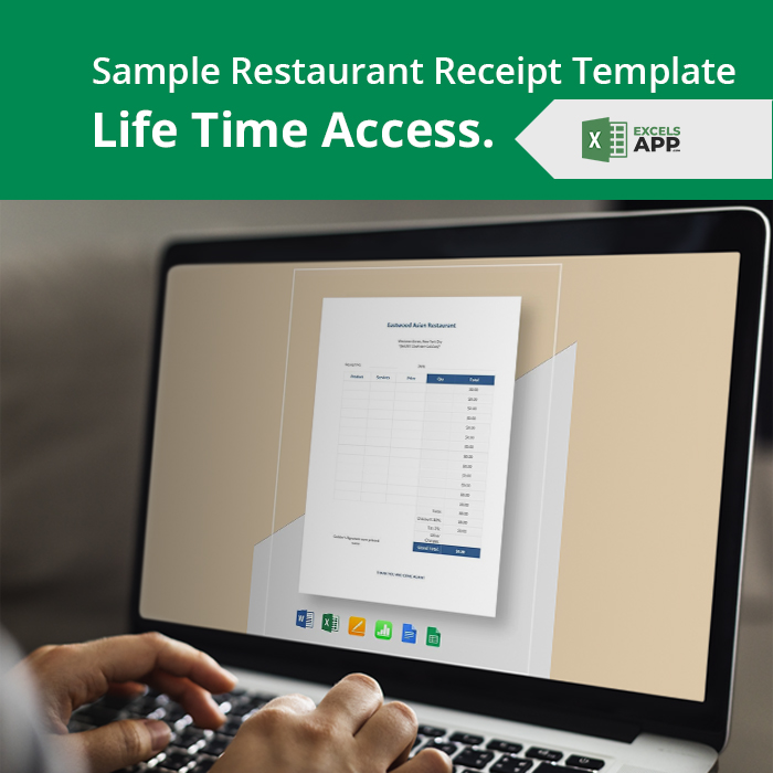 Sample Restaurant Receipt Template - Excels App