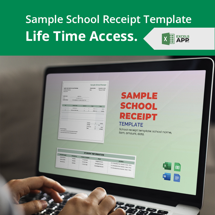 Sample School Receipt Template - Excels App