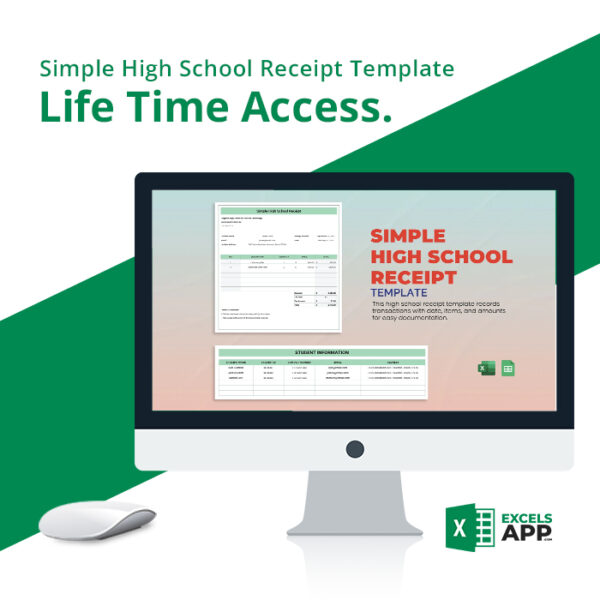 Simple High School Receipt Template - Excels App