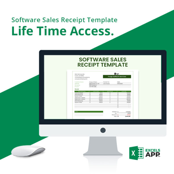 Software Sales Receipt Template - Excels App