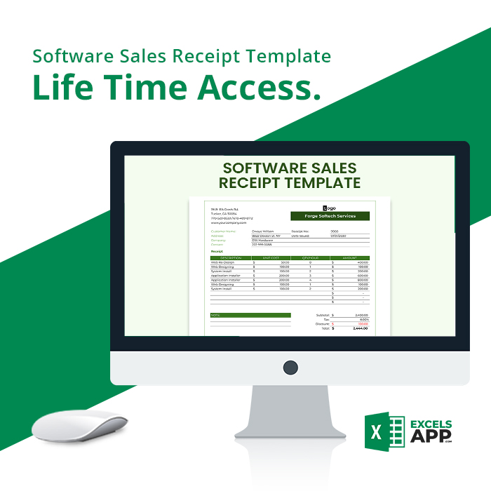 Software Sales Receipt Template - Excels App