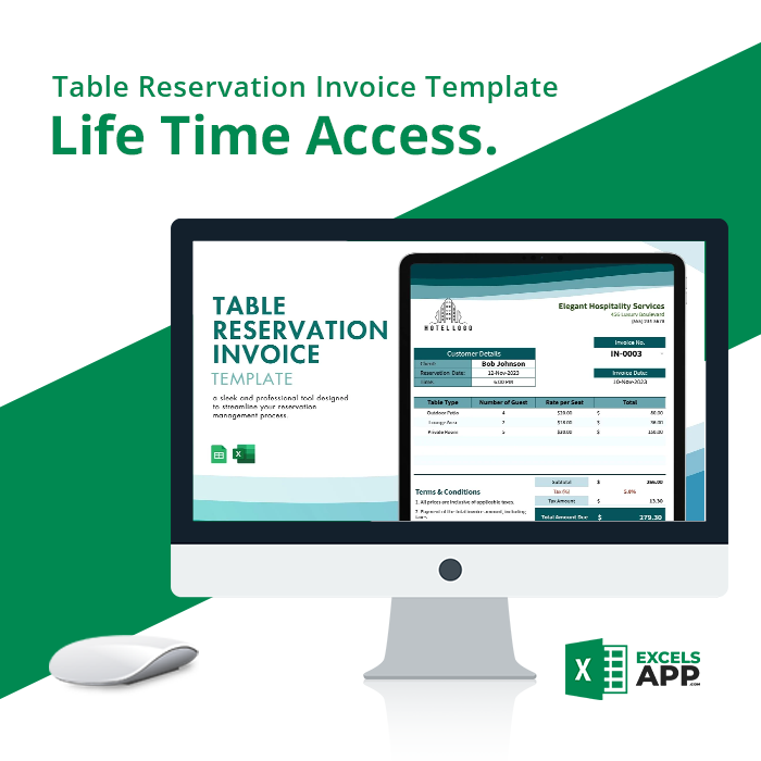 Table Reservation Invoice Template - Excels App