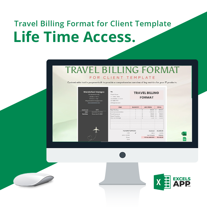 Travel Billing Format for Client Template - Excels App