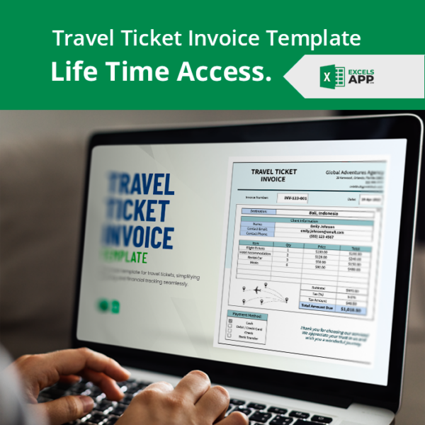 Travel Ticket Invoice Template - Excels App